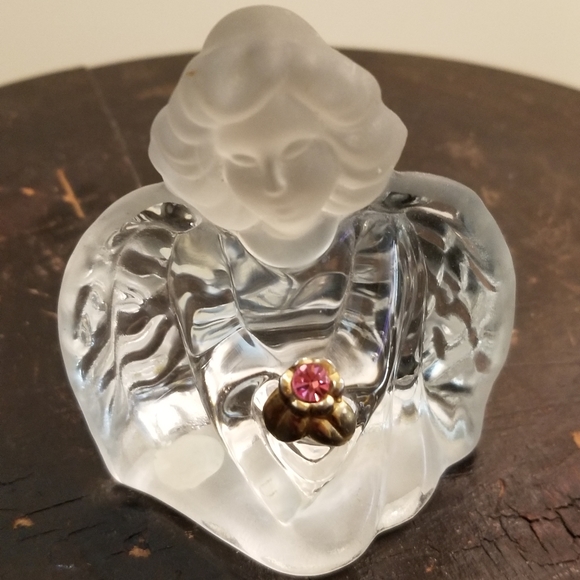 Fenton | Accents | Fenton Angel Paperweight With Pink Swarovski Flower ...